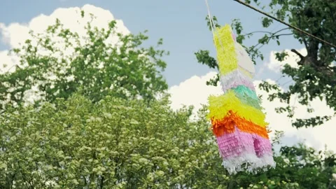pinata hanging on a tree against a backg... | Stock Video | Pond5