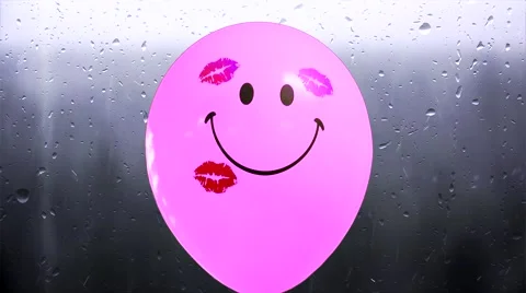 Pink Balloon with smiley and imprints of... | Stock Video | Pond5