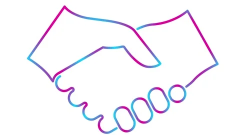 pink blue line handshake icon drawn whit... | Stock Video | Pond5