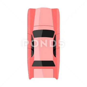 Pink car top view vector illustration ~ Clip Art #252770827