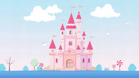 Pink Castle: Gentle Animated Scene - Cas... | Stock Video | Pond5