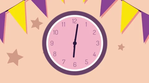Pink clock showing time with hours and m... | Stock Video | Pond5
