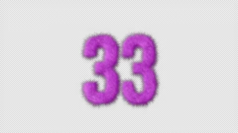 Pink furry number 33 with alpha channel,... | Stock Video | Pond5