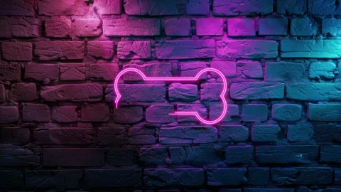 Pink glowing Dog bone sign neon icon on ... | Stock Video | Pond5