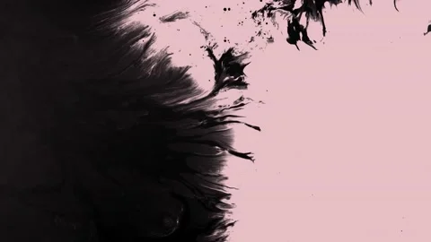 Pink ink, liquid paint, ink splash on bl... | Stock Video | Pond5