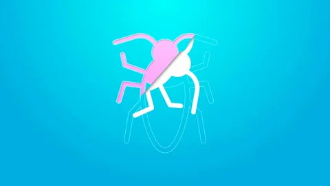 Pink line Cockroach icon isolated on blu... | Stock Video | Pond5