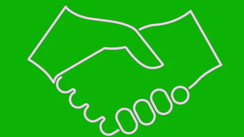 pink line handshake icon drawn green | Stock Video | Pond5