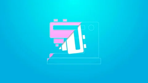 Pink line Sewing machine icon isolated o... | Stock Video | Pond5