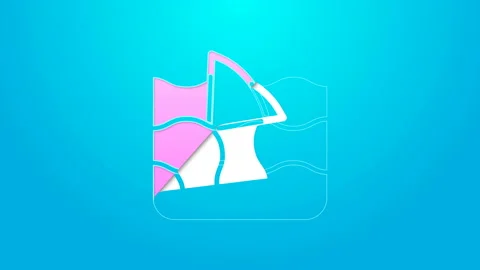 Pink line Shark fin in ocean wave icon i... | Stock Video | Pond5
