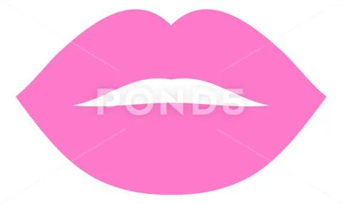 Pink lips icon. Woman lipstick symbol. Kiss mark ~ Clip Art #169151115