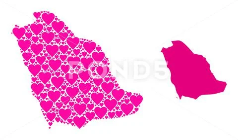 Pink Love Collage Map of Saudi Arabia: Royalty Free #159568094