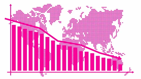 pink map and recession chart white | Stock Video | Pond5