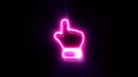 Pink neon finger up icon blinks and appe... | Stock Video | Pond5