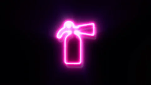 Pink neon fire extinguisher icon blinks ... | Stock Video | Pond5