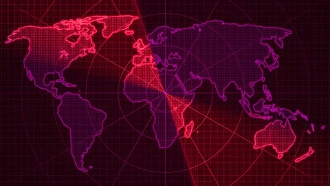 Pink red color world map searching radar... | Stock Video | Pond5