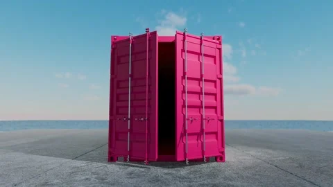 Pink shipping container opening doors on... | Stock Video | Pond5