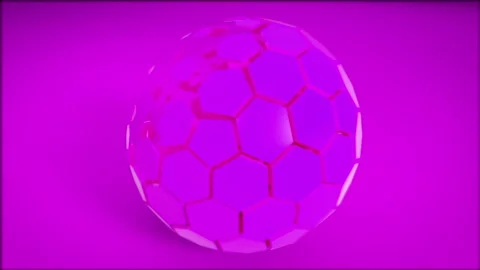 Pink Solid Tech Sphere Unfolding on Purp... | Stock Video | Pond5