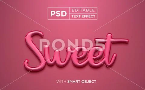 PSD Template: Pink sweet editable text effect, cute text style template ...