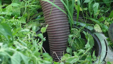 a pipe for pumping out sewage and feces ... | Stock Video | Pond5