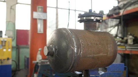 Pipe for a water tank. Steel pipe materi... | Stock Video | Pond5