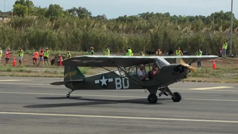 Piper J3C-65 Cub in U.S. Army Air Forces... | Stock Video | Pond5