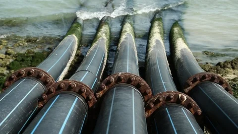 Pipes for intake of sea water and desali... | Stock Video | Pond5