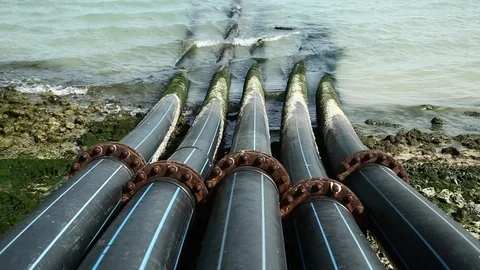 Pipes for intake of sea water and desali... | Stock Video | Pond5