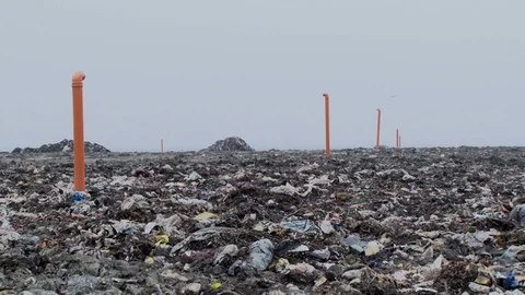 pipes at the landfill for methane separa... | Stock Video | Pond5