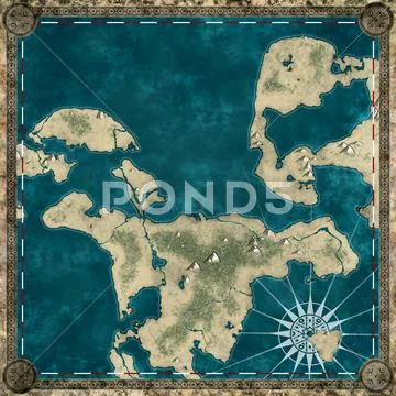 Pirate map of the unknown land 3d rendering ~ Clip Art #67373195