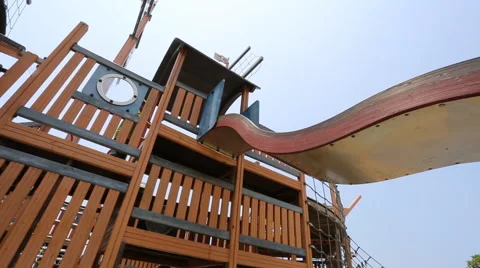 Pirate ship playground structure in the ... | Stock Video | Pond5