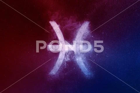 Pisces Zodiac Sign Red Blue. Abstract night sky background ~ Premium ...