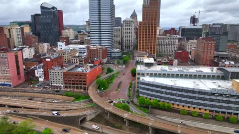 Pittsburg, PA city skyline with skyscrap... | Stock Video | Pond5