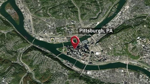 Pittsburgh City Map Zoom (PA, USA) from ... | Stock Video | Pond5