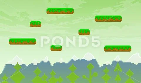 Pixel 2d, retro 8 bit only stairs game background: Royalty Free #283528382