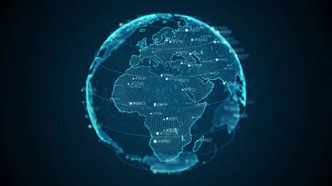 Pixel 3D blue planet Earth with big data... | Stock Video | Pond5