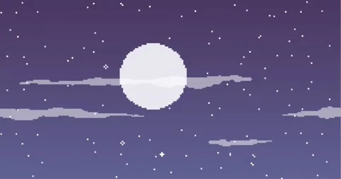 Pixel animation. Night, Sun, sky and clo... | Stock Video | Pond5