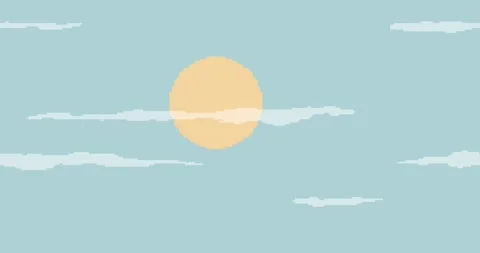 Pixel animation. Sun, sky and clouds ani... | Stock Video | Pond5