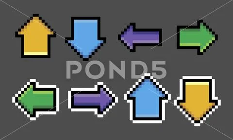 Pixel arrow set image. Vector Illustration of pixel art.: Royalty Free ...