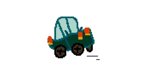 Pixel art 2d hand drawn cartoon car | Stock Video | Pond5