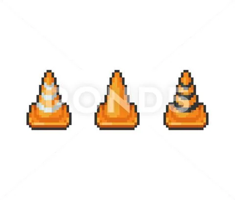 Pixel art 8-bit Road safety traffic cones set - isolated vector ...