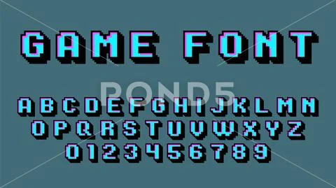 Pixel art alphabet. Retro video game font, 8 bit graphic 80s, old ...