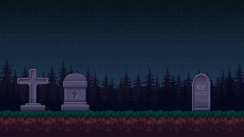 Pixel art animated graveyard landscape. ... | Stock Video | Pond5