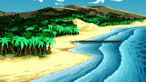 pixel art animation of a beach with a je... | Stock Video | Pond5
