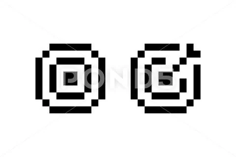 Pixel Art Circular Target. Vector icon.: Graphic #280294809