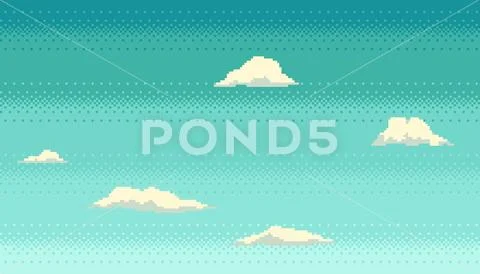 Pixel art clouds background. Seamless sky texture backdrop. Vector ...