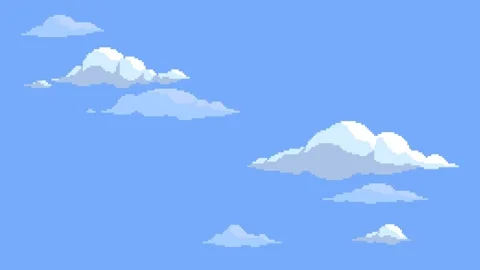 Pixel art clouds floating vertically on ... | Stock Video | Pond5