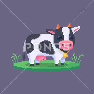 Pixel art cow. Farm animal for game design.: Royalty Free #156073658