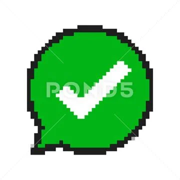 Pixel art design of green check mark. Vector illustration. Illustration ...