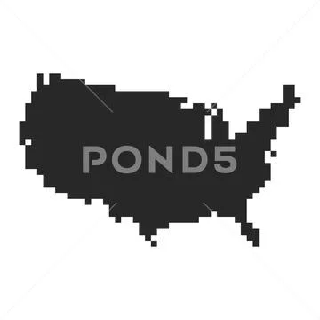 Pixel art design of map of America. Vector illustration.: Royalty Free ...