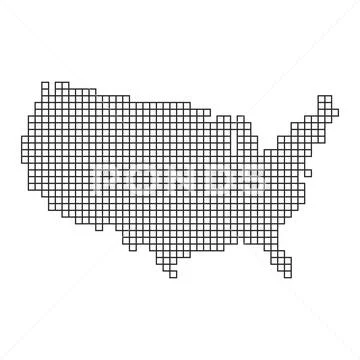 Pixel art design of map of America. Vector illustration.: Royalty Free ...